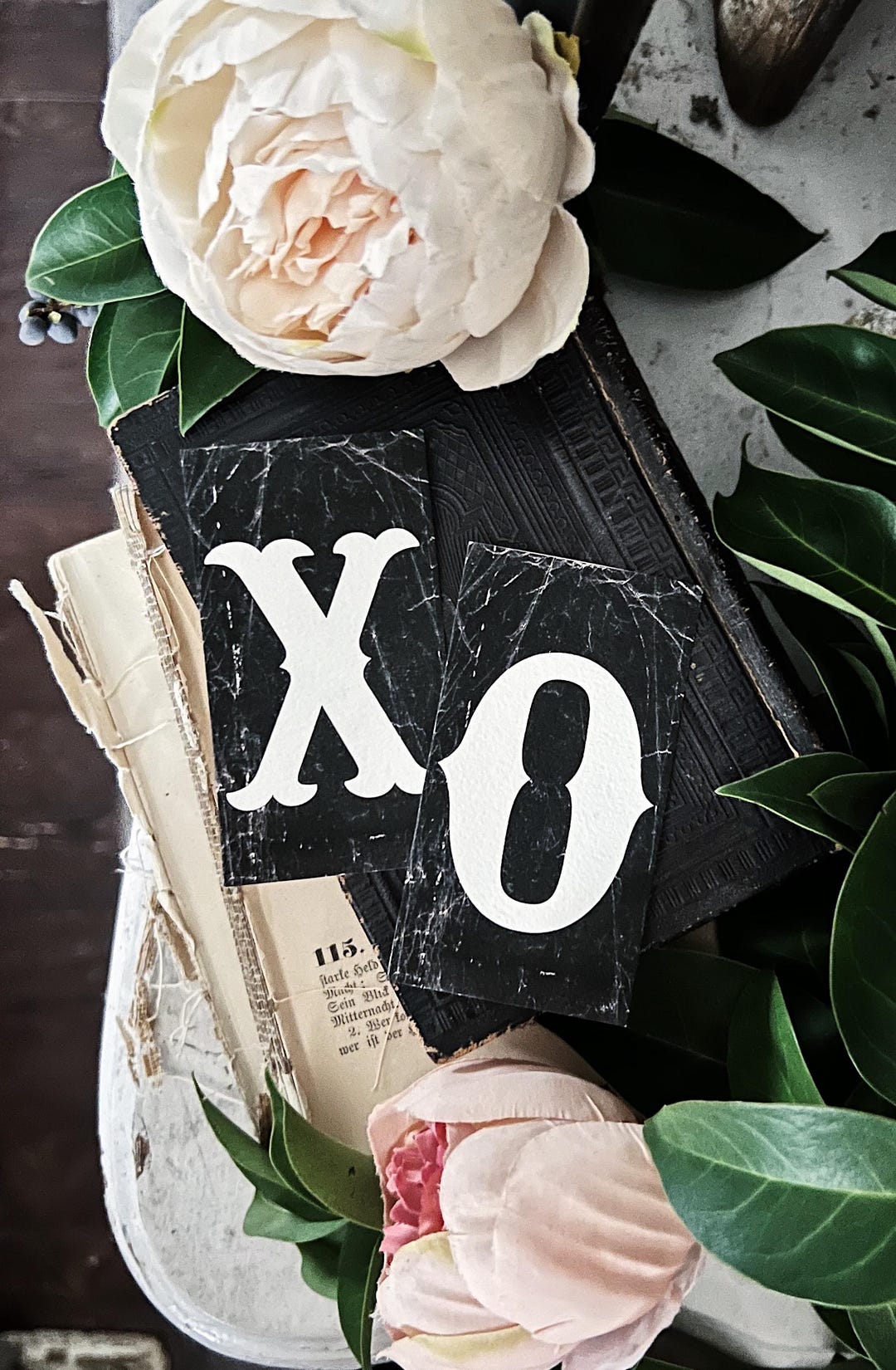 VALENTINE XO Letter Cards BLACK Card Sign Set Farmhouse Decor Cardstock ...