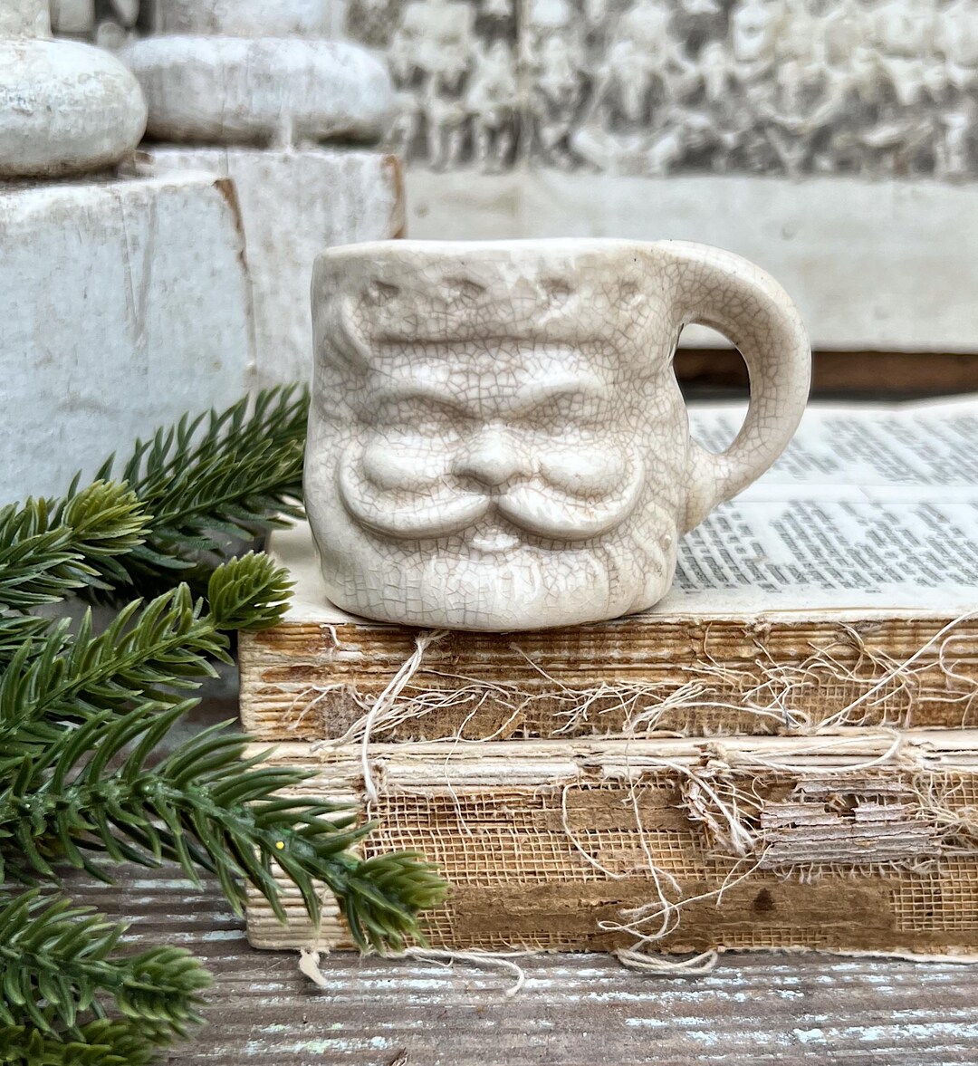 Vintage Ironstone Santa Claus Cup Mini Mug Santa Crazed Stained WHITE ...