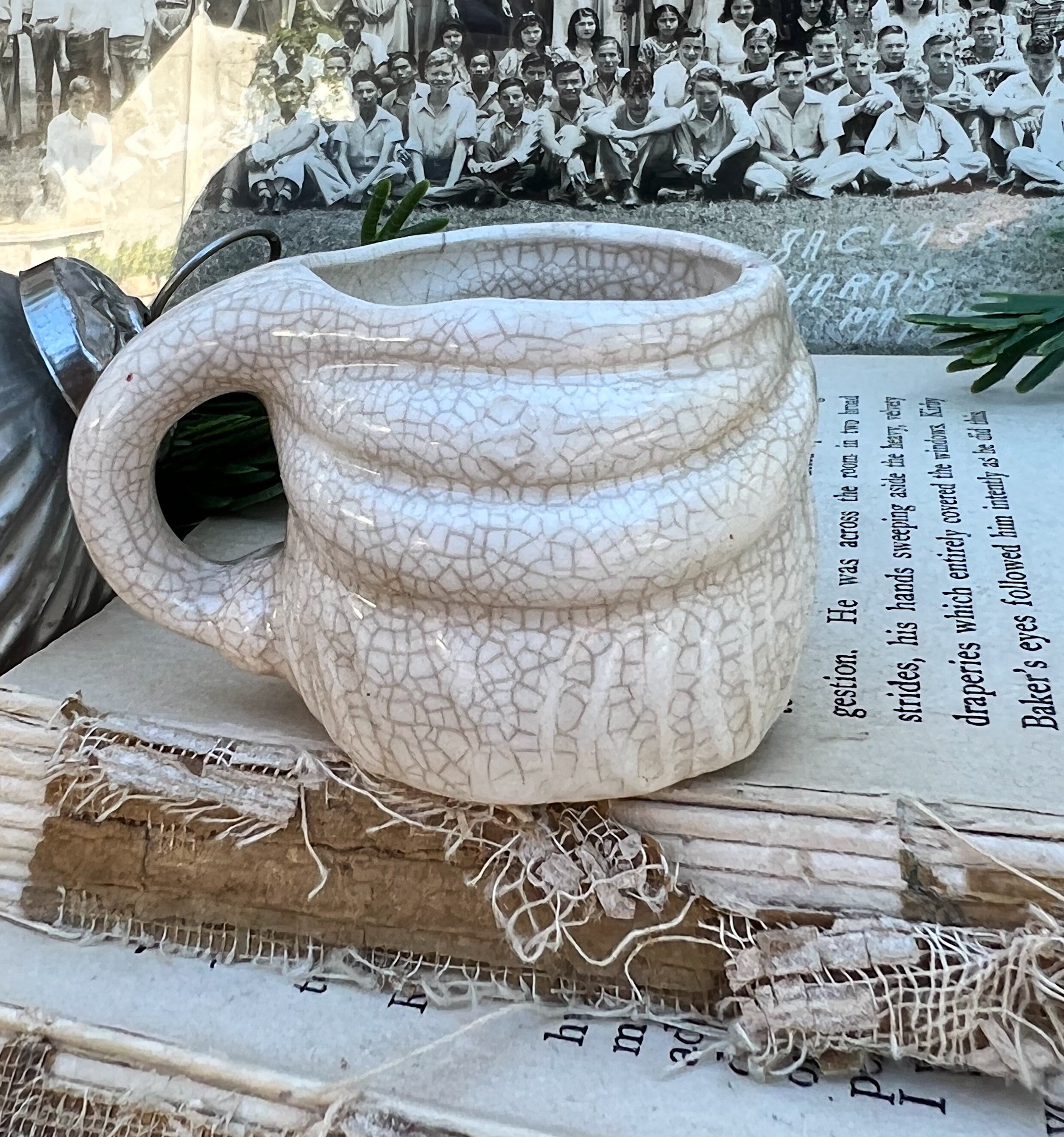 Vintage Ironstone Santa Claus Cup Mini Mug Santa Crazed Stained WHITE ...