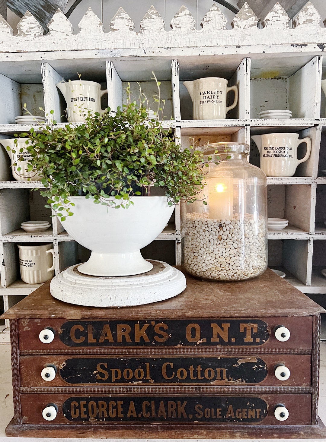 Antique Architectural Salvage Wood Column Base Chippy White Paint ...