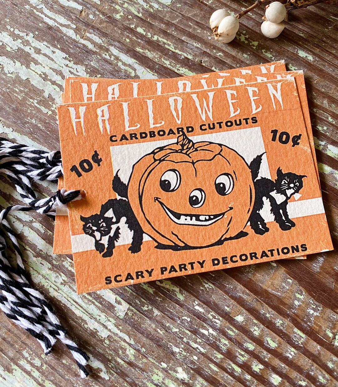 HALLOWEEN Retro Gift Tags Vintage Orange Pumpkin Farmhouse Decor Grungy ...