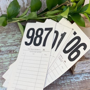 Vintage AUCTION NUMBER Bid Card Ephemera Farmhouse Decor Cardstock ...