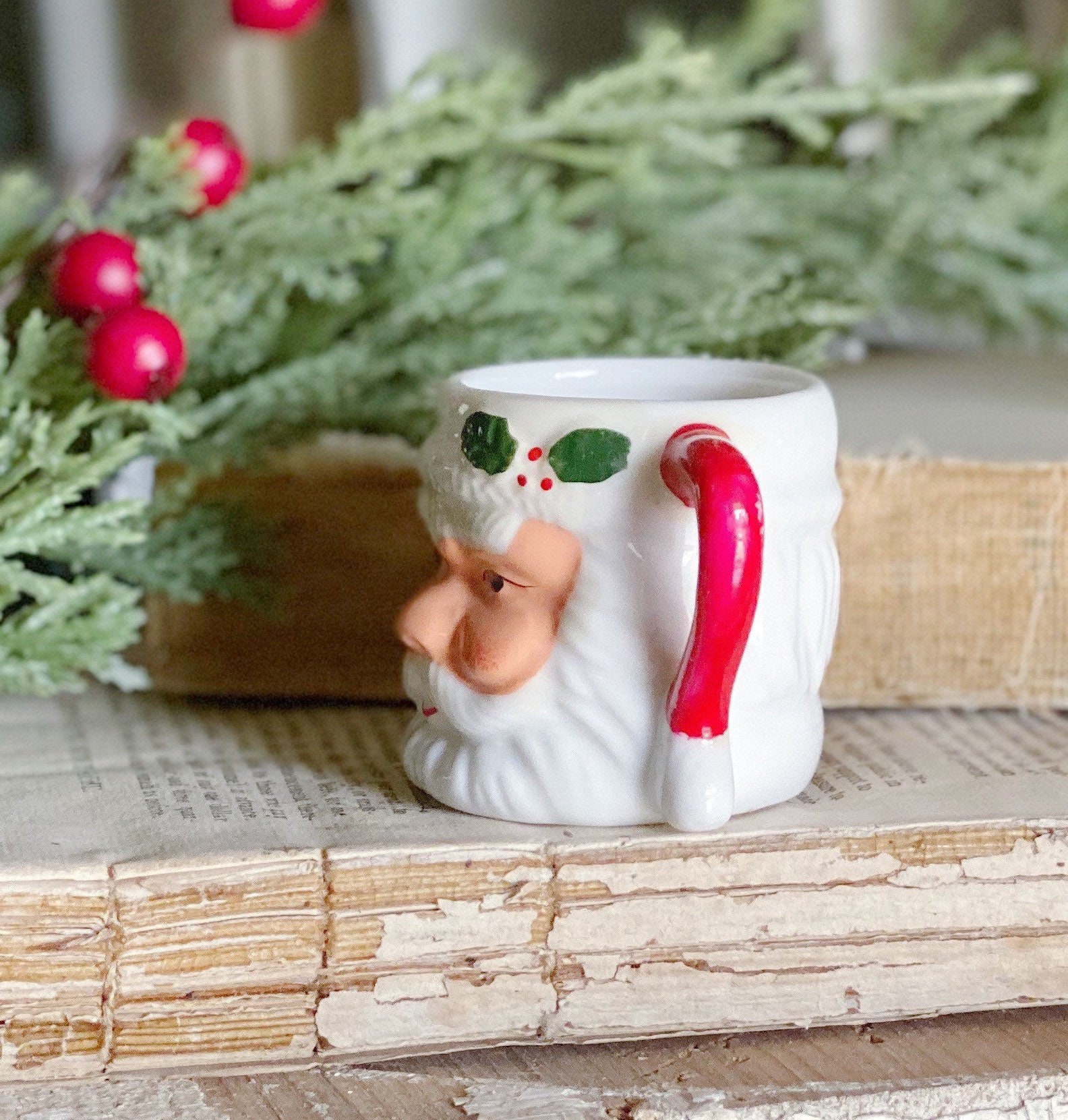 Vintage Ironstone Santa Claus Cup Mug FULL SIZE Santa Hand Painted ...
