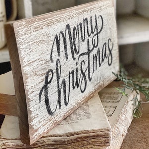 MERRY CHRISTMAS Sign Chippy White FARMHOUSE Vintage Salvaged - Etsy