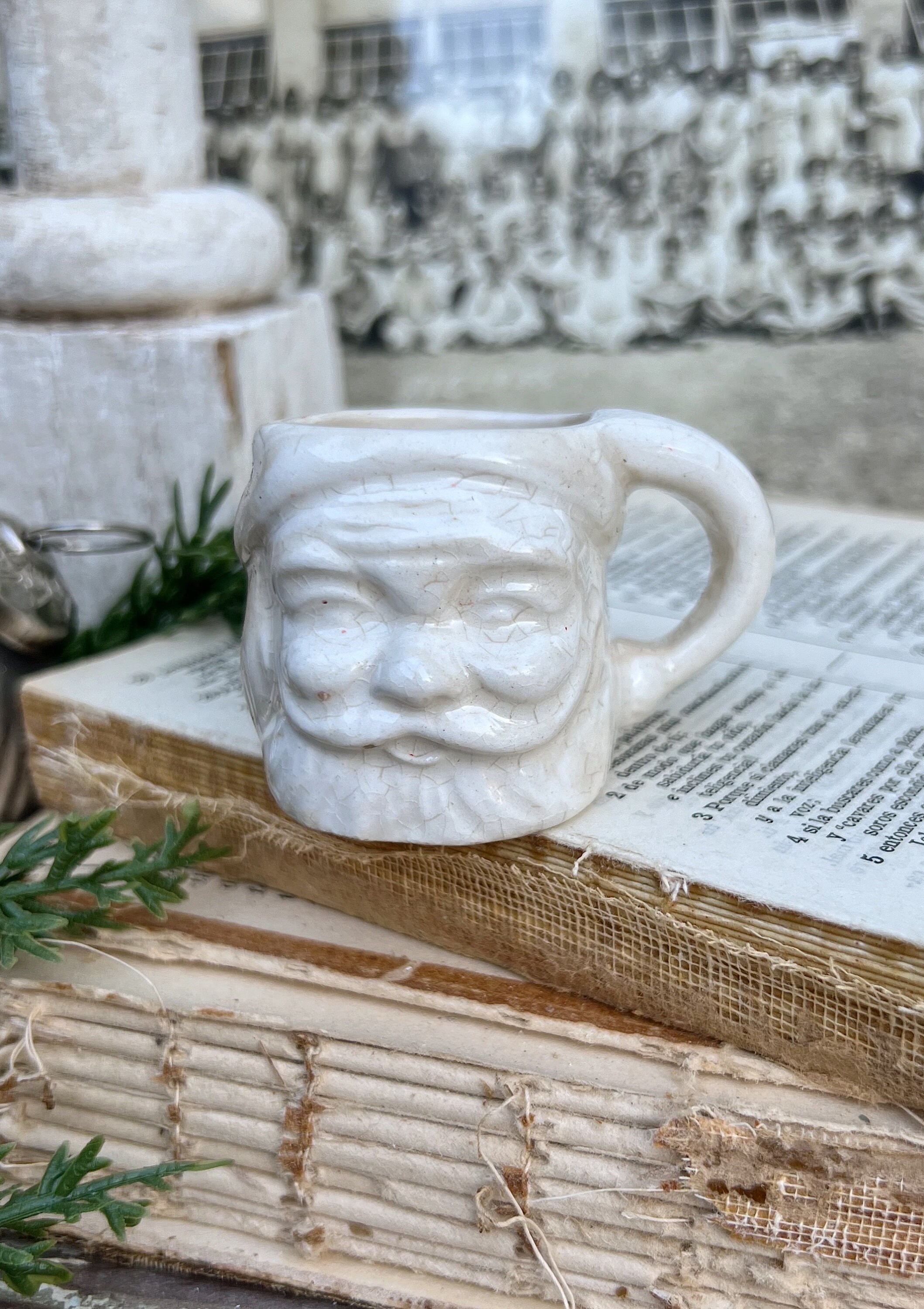 Vintage Ironstone Santa Claus Cup Mini Mug Santa Crazed Stained WHITE ...