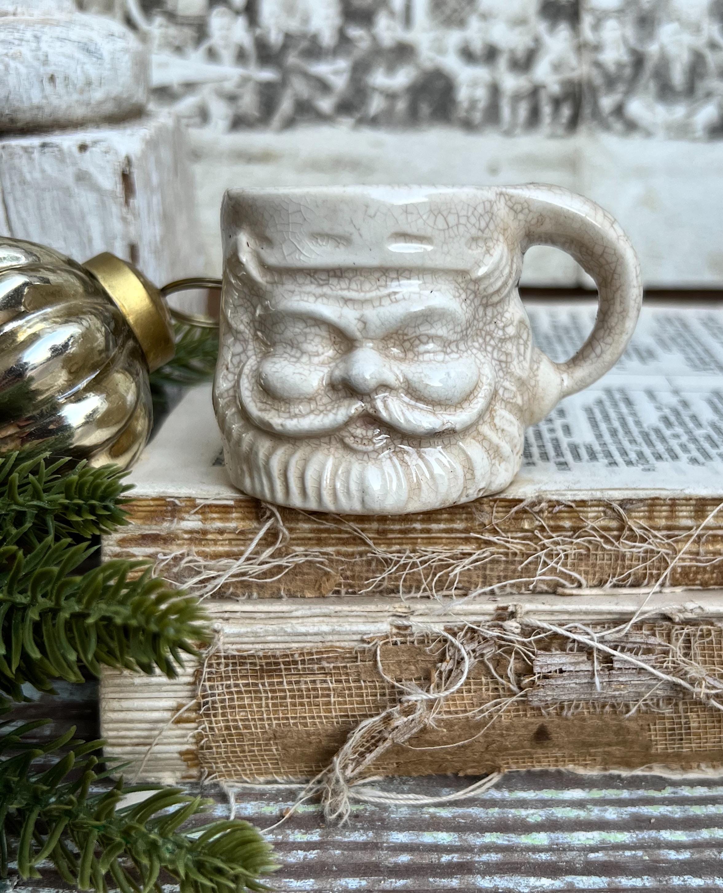 Vintage Ironstone Santa Claus Cup Mini Mug Santa Crazed Stained WHITE ...