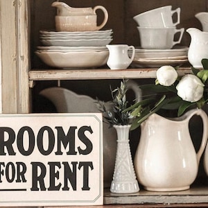 ROOMS FOR RENT Wood Sign Vintage Antique Farmhouse Decor Wall Art Print ...
