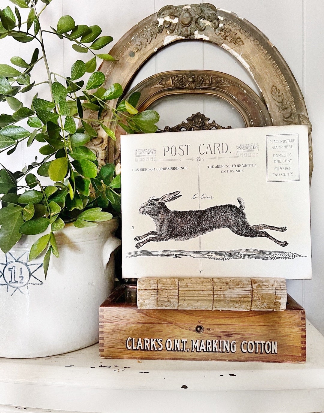 Vintage Rabbit Wood Sign French Le Lapin Book Page Wall Art Print ...