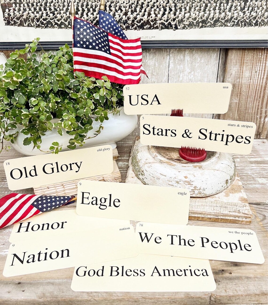 USA Flash Cards - Set of 8 Large Vintage Style Patriotic Decor - Etsy