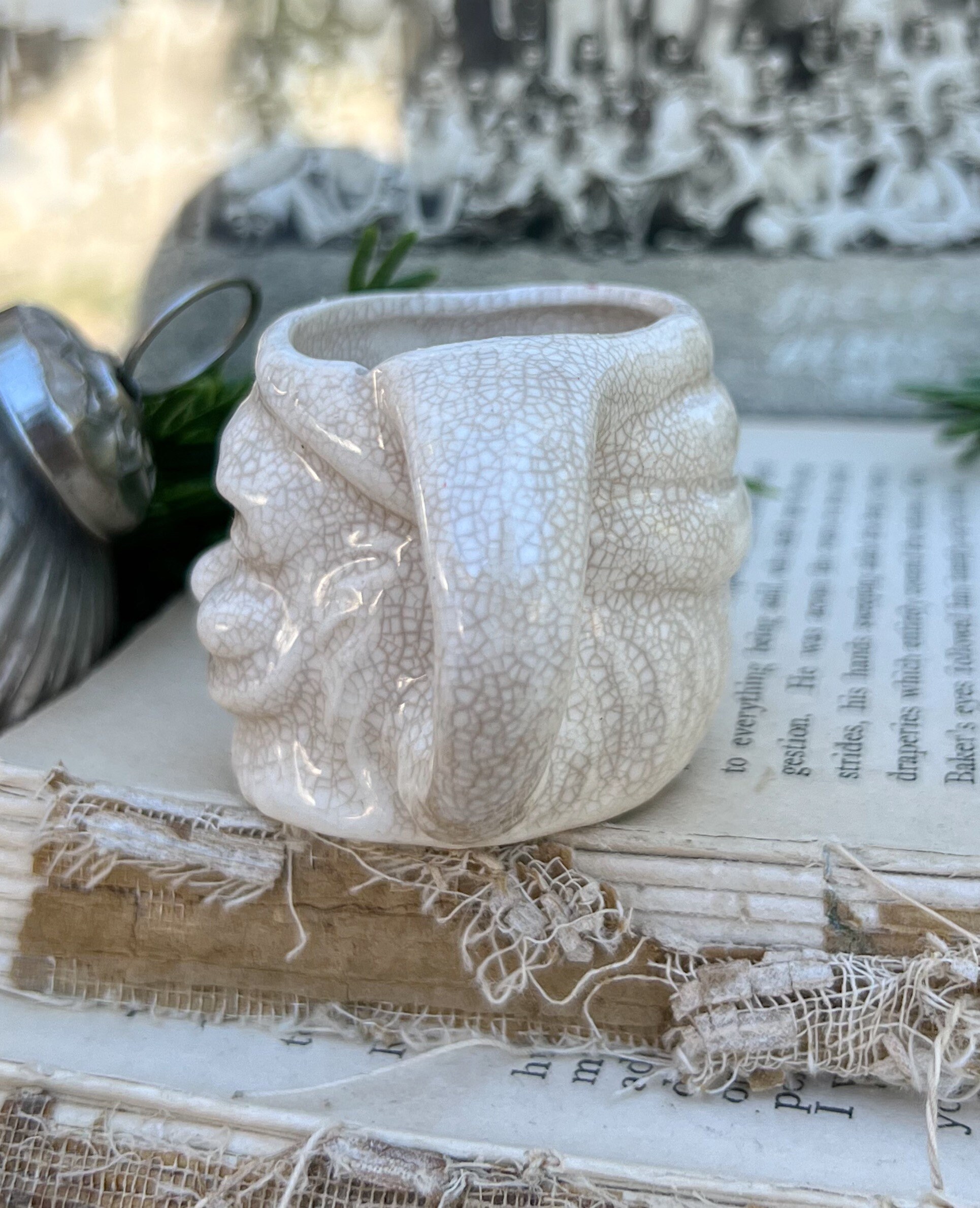 Vintage Ironstone Santa Claus Cup Mini Mug Santa Crazed Stained WHITE ...