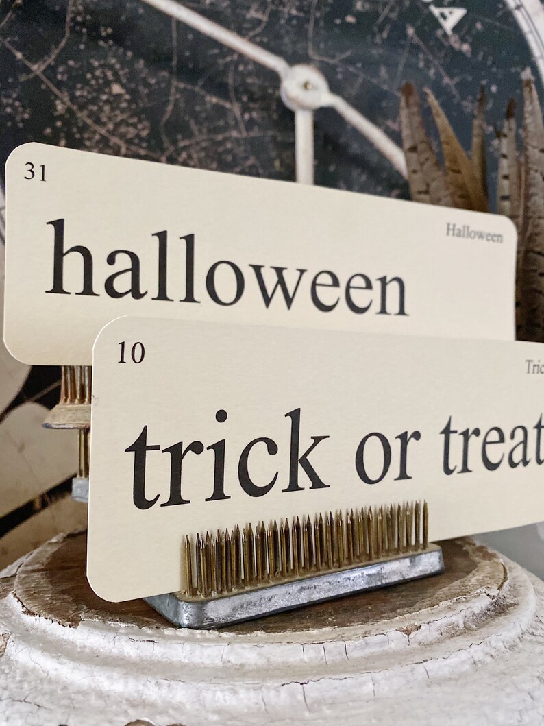 HALLOWEEN Flash Cards LARGE Vintage Inspired Flashcard SET of - Etsy