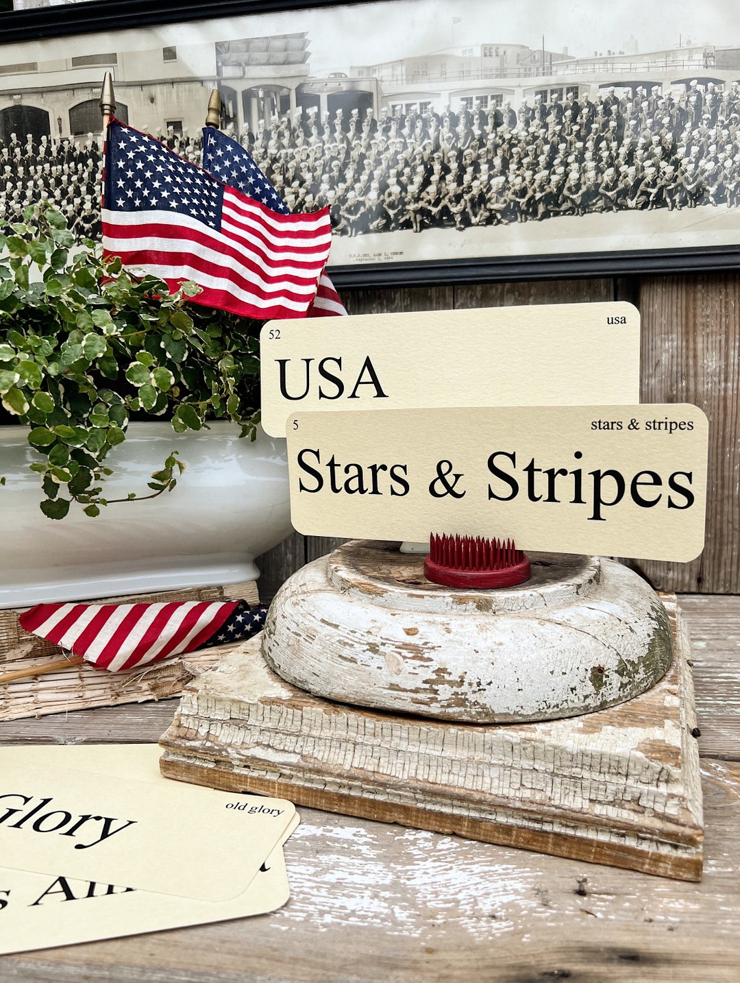 USA Flash Cards LARGE Vintage Inspired Word Flashcard SET of 8 ...