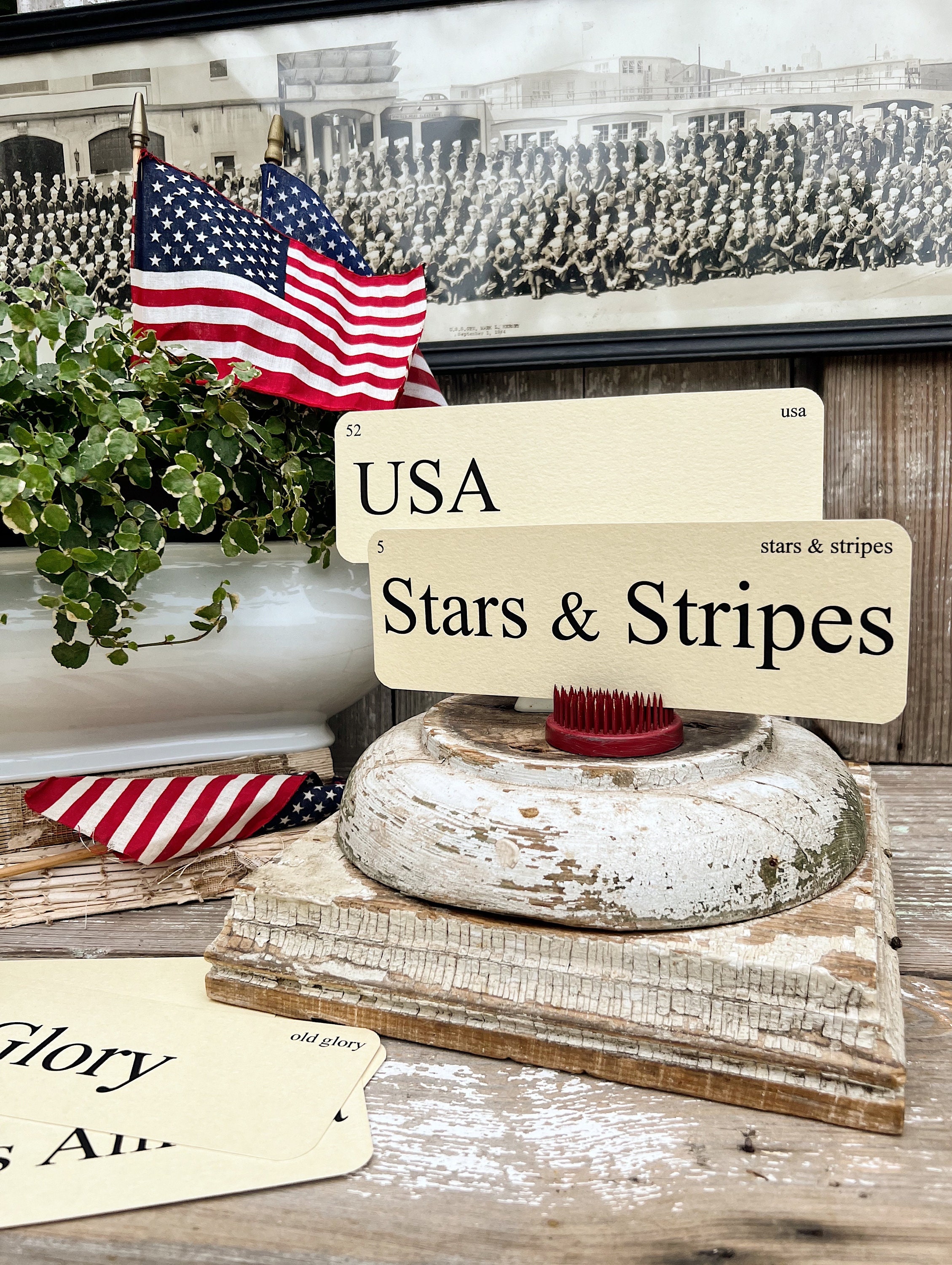 USA Flash Cards LARGE Vintage Inspired Word Flashcard SET Of 8 ...