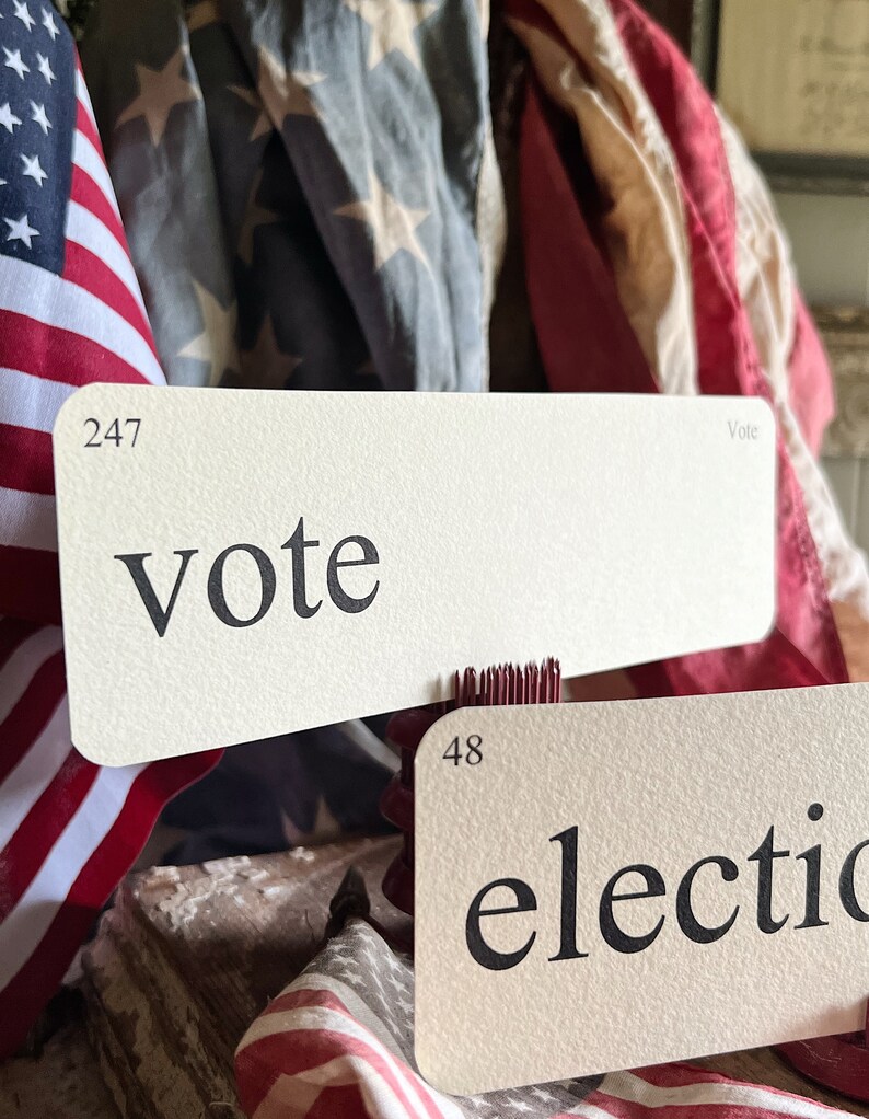 VOTE ELECTION Flash Cards LARGE Vintage Inspired Word Flashcard Set of ...