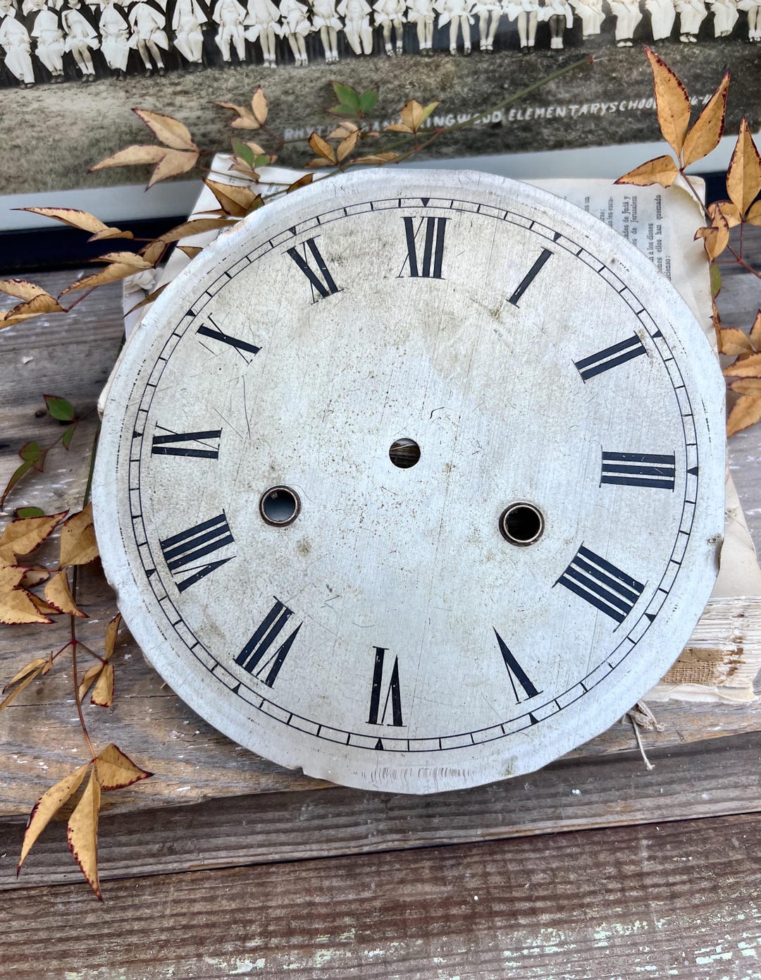 Antique Clock Dial Face Farmhouse Decor Industrial Salvage Metal ...