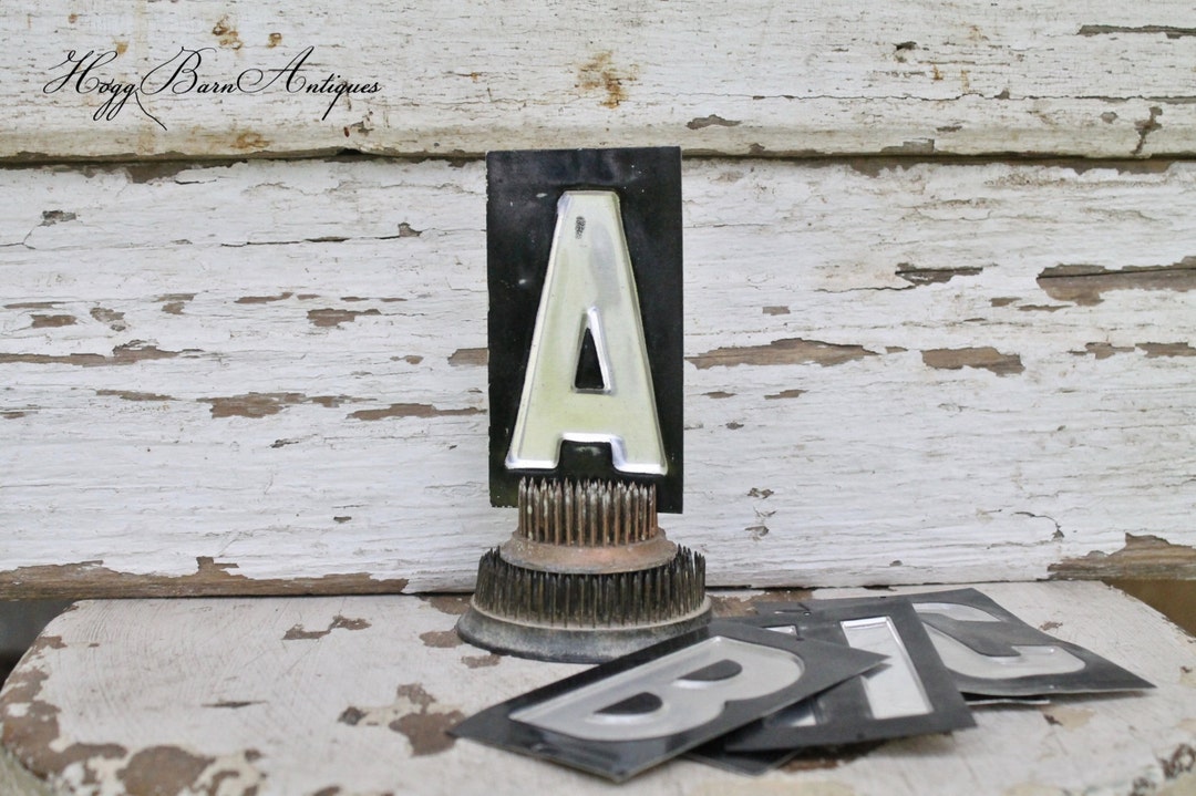 Vintage Metal Gas Station LETTERS Industrial Salvage Black Farmhouse ...