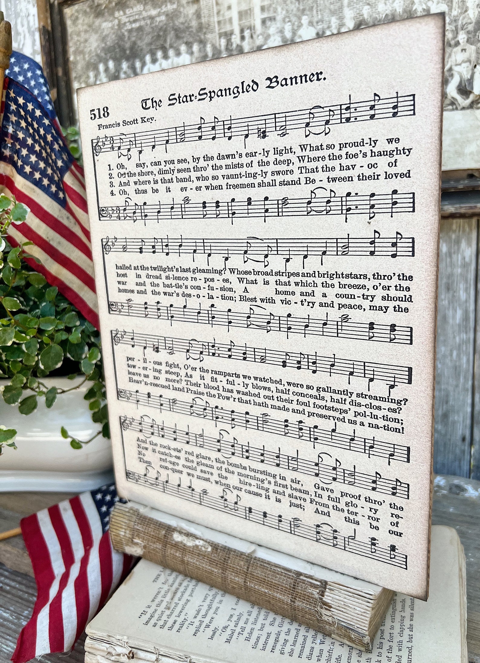 STAR SPANGLED BANNER Sheet Music Sign Americana Patriotic Decor Mounted ...
