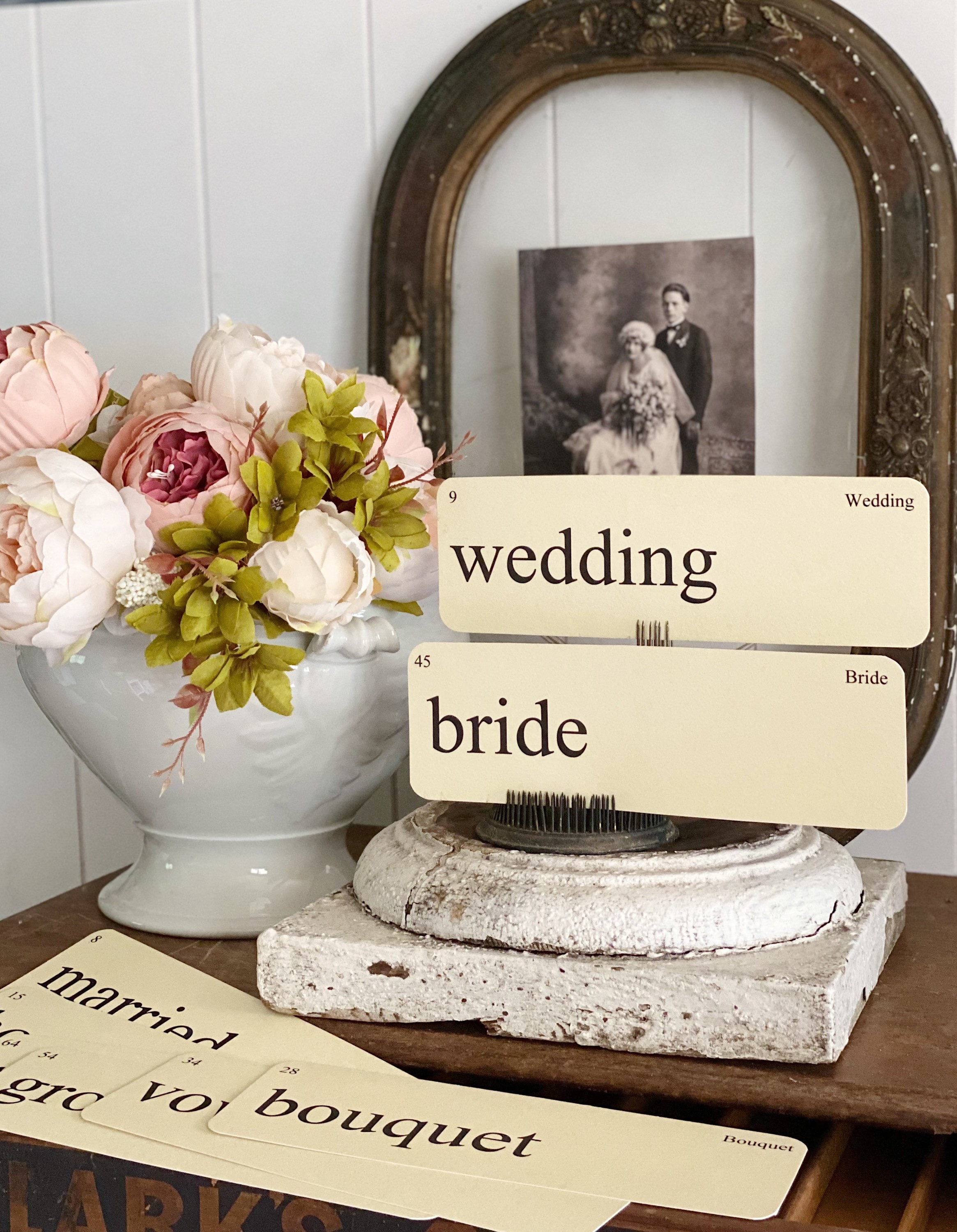 WEDDING Flash Cards LARGE Vintage Inspired Word Flashcard SET Of 8 ...