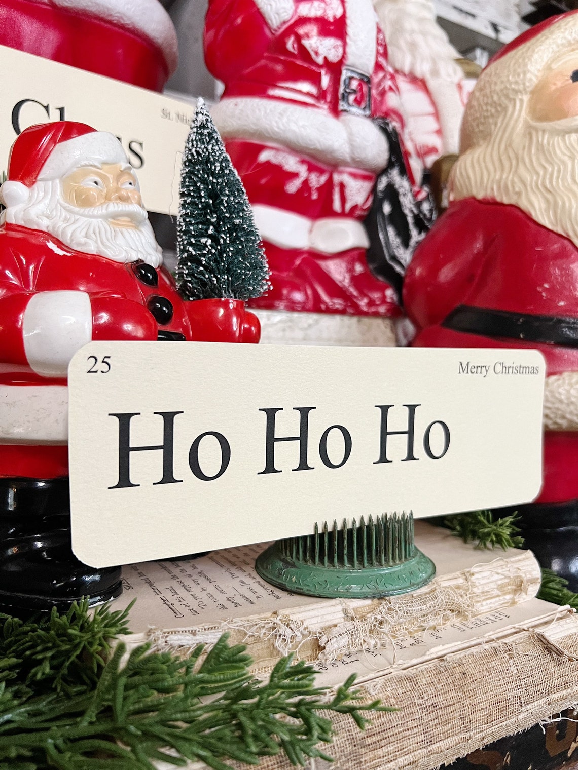 Christmas SANTA Flash Cards LARGE Vintage Inspired Flashcard Set of 8 ...