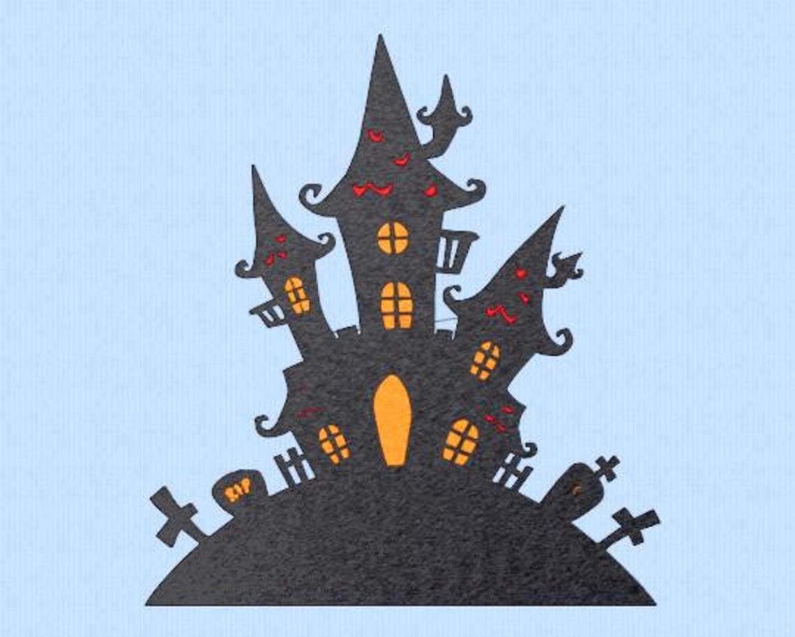 Halloween House Embroidery, Scary House Embroidery, Trick or Treat ...
