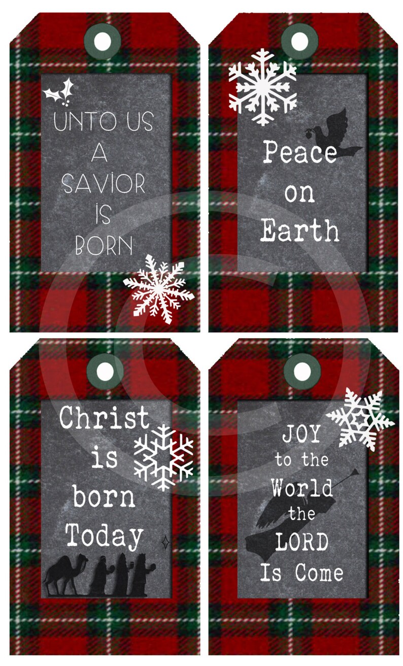 Christmas Printable Gift Tags Religious Christian Digital Chalkboard ...