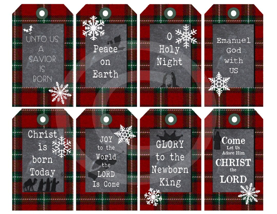 Christmas Printable Gift Tags Religious Christian Digital Chalkboard ...