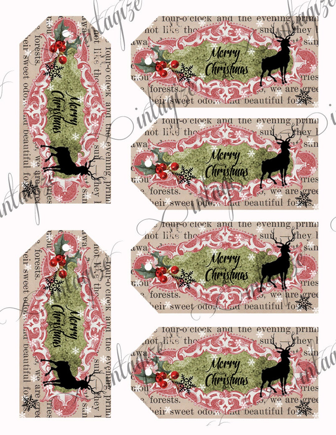 Christmas Printable Gift Tags INSTANT DIGITAL DOWNLOAD Printable ...