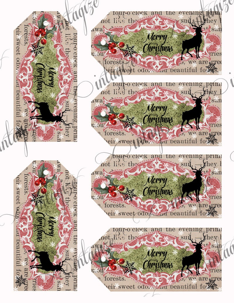 Christmas Printable Gift Tags INSTANT DIGITAL DOWNLOAD Printable ...