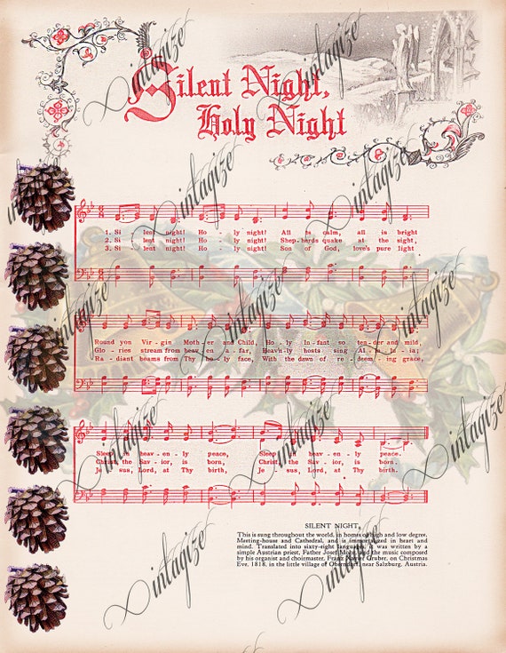 Vintage Christmas Sheet Music Silent Night
