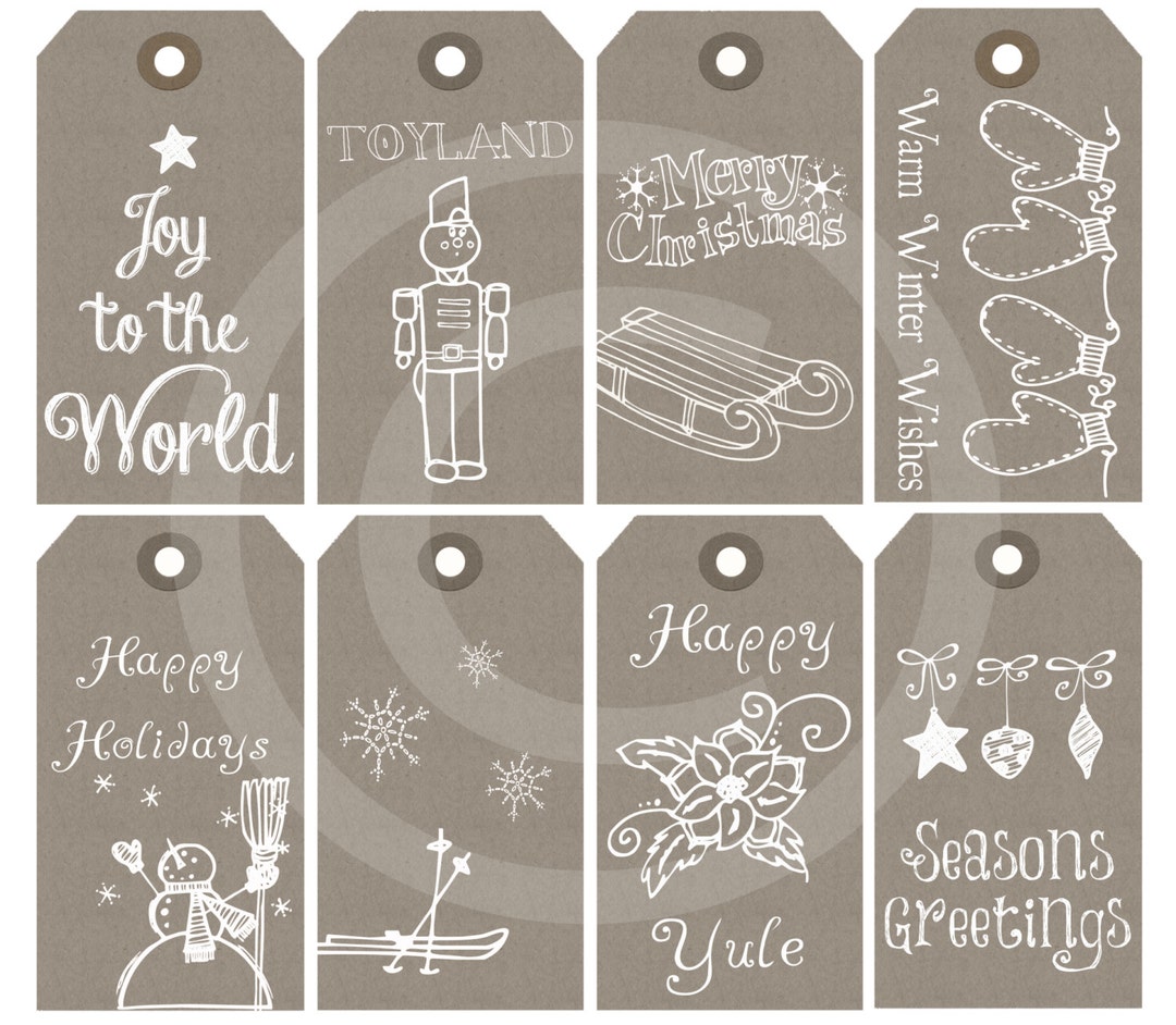 Printable Christmas Gift Tags Natural Kraft Paper Printable Holiday ...