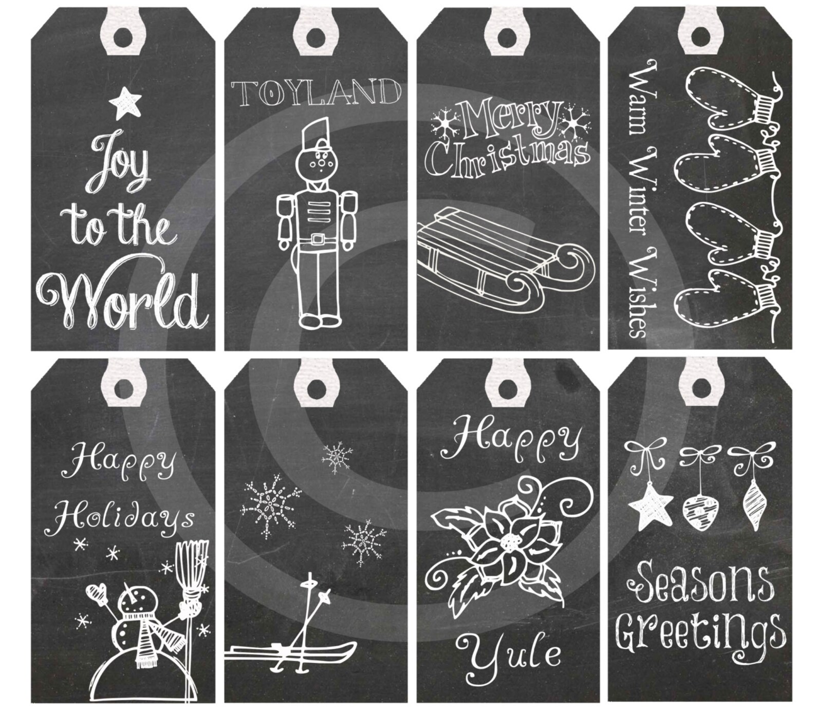 Printable Chalk Board Christmas Gift Tags Digital Download Holiday ...