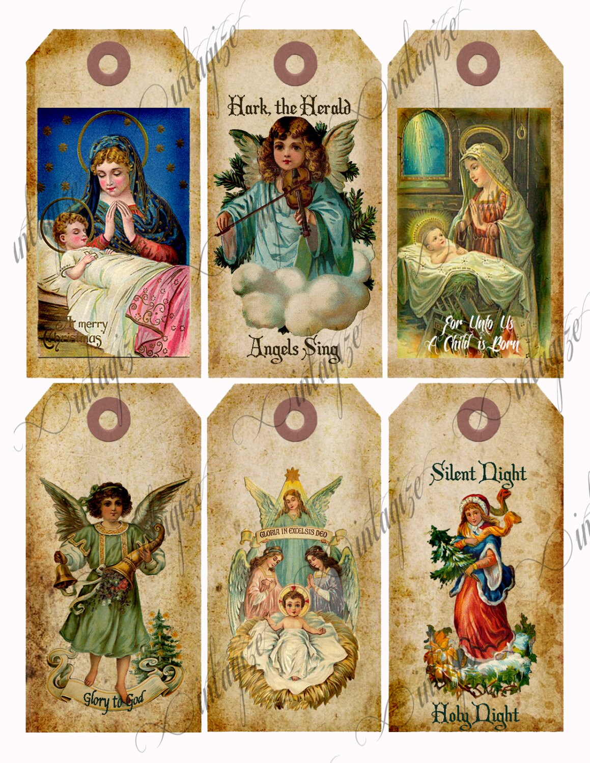 Religious Christmas Tags DOWNLOAD Printable Vintage Victorian Angel ...