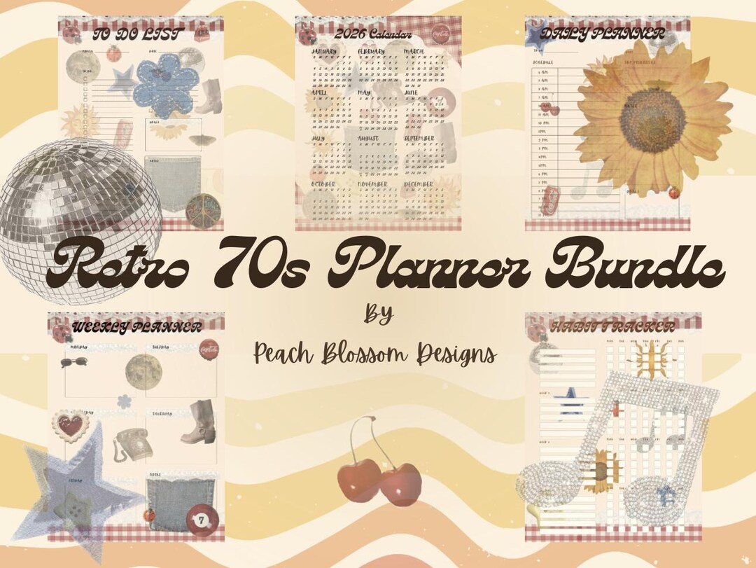 Retro 70s Planner Bundle | Groovy Student Organizer (digital Download ...