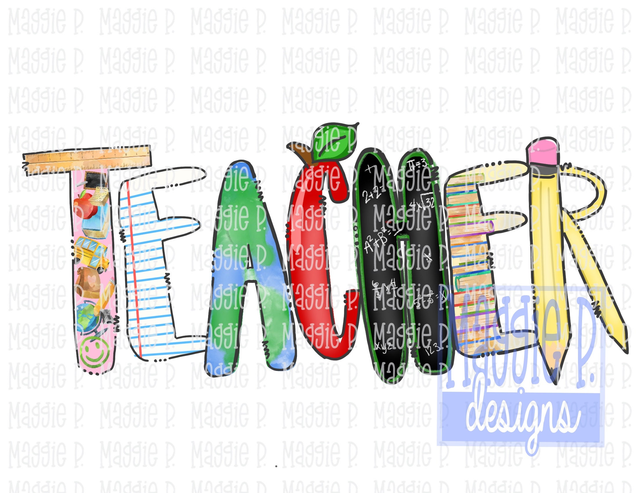 Teacher PNG Clipart Hand Drawn Watercolor | Etsy