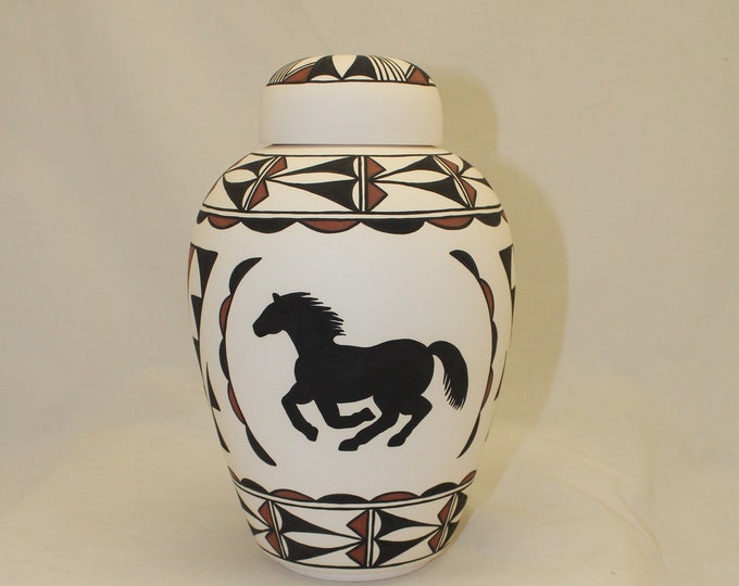Native American Adult Cremation Urn With Horse and Traditional Design ...