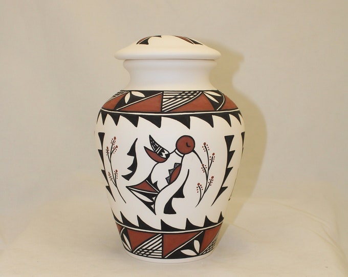 Hummingbird Native American Adult Cremation Urn, Hand Painted Large Jar ...
