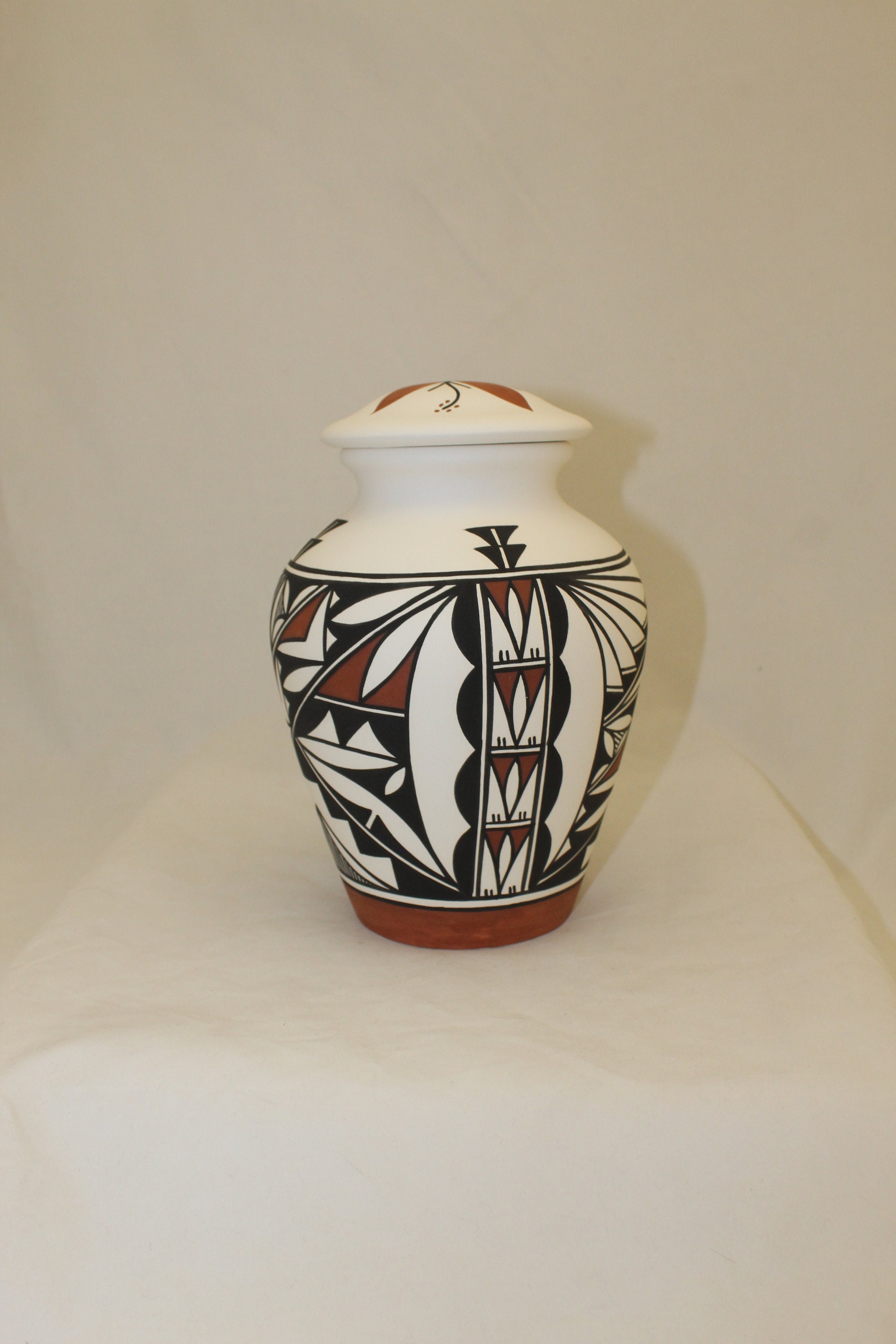 Native American Adult Cremation Urn, Ceramic Jar with Lid, Hand Painted ...