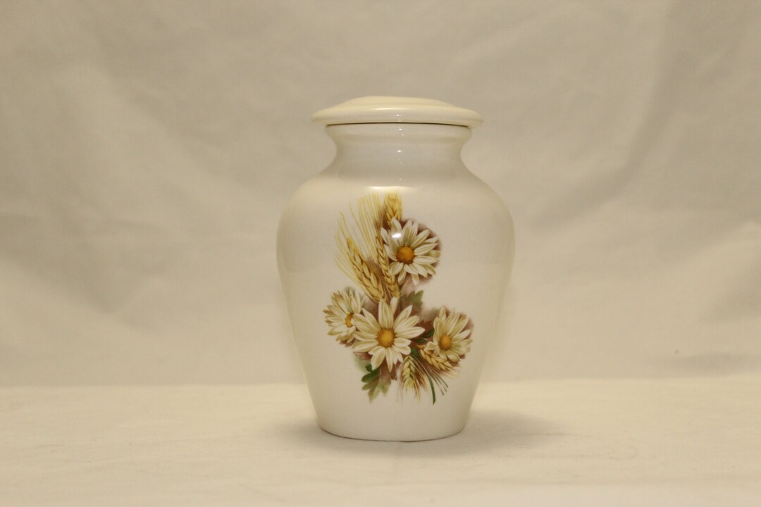 Handmade Daisy & Wheat Cremation Urn: Ceramic Pet/keepsake Jar - Etsy