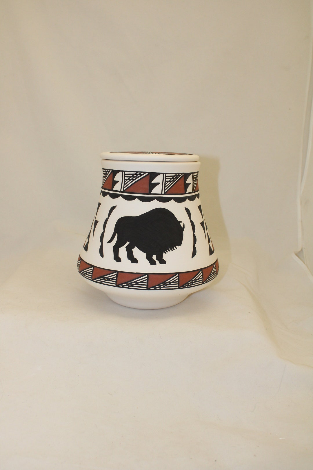 Native American Buffalo Cremation Urn, Hand Painted Pottery Art - Etsy