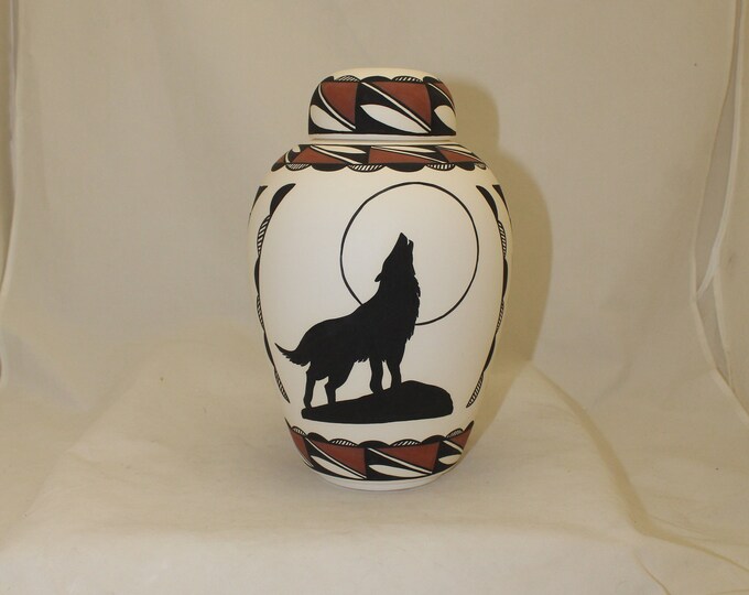 Native American Adult Cremation Urn With Howling Coyote Design for ...