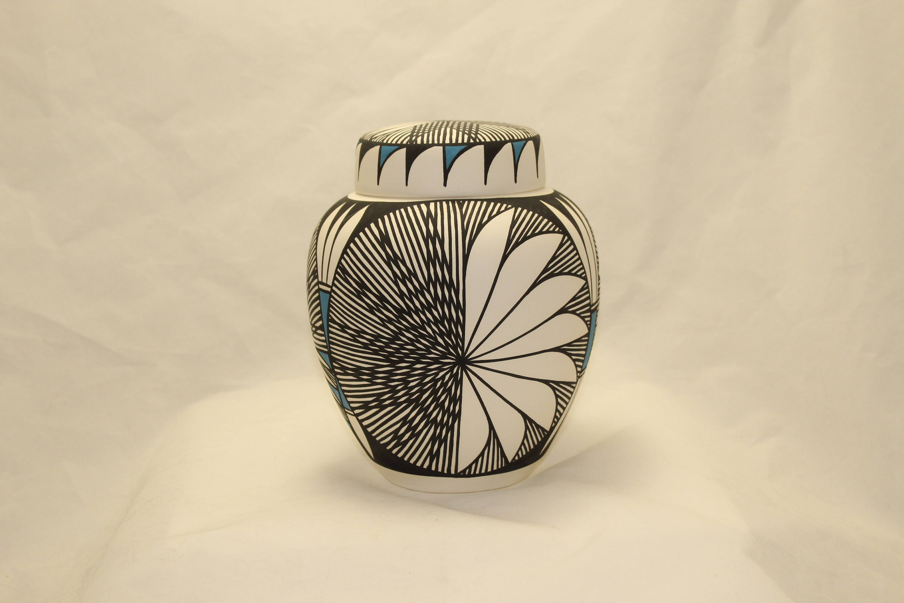 Native American Hand Painted Ceramic Jar with Lid, Adult Cremation Urn ...