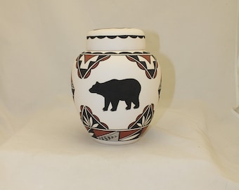 Native American Urn Ceramic Jar With Lid, Hummingbird Adult Cremation ...