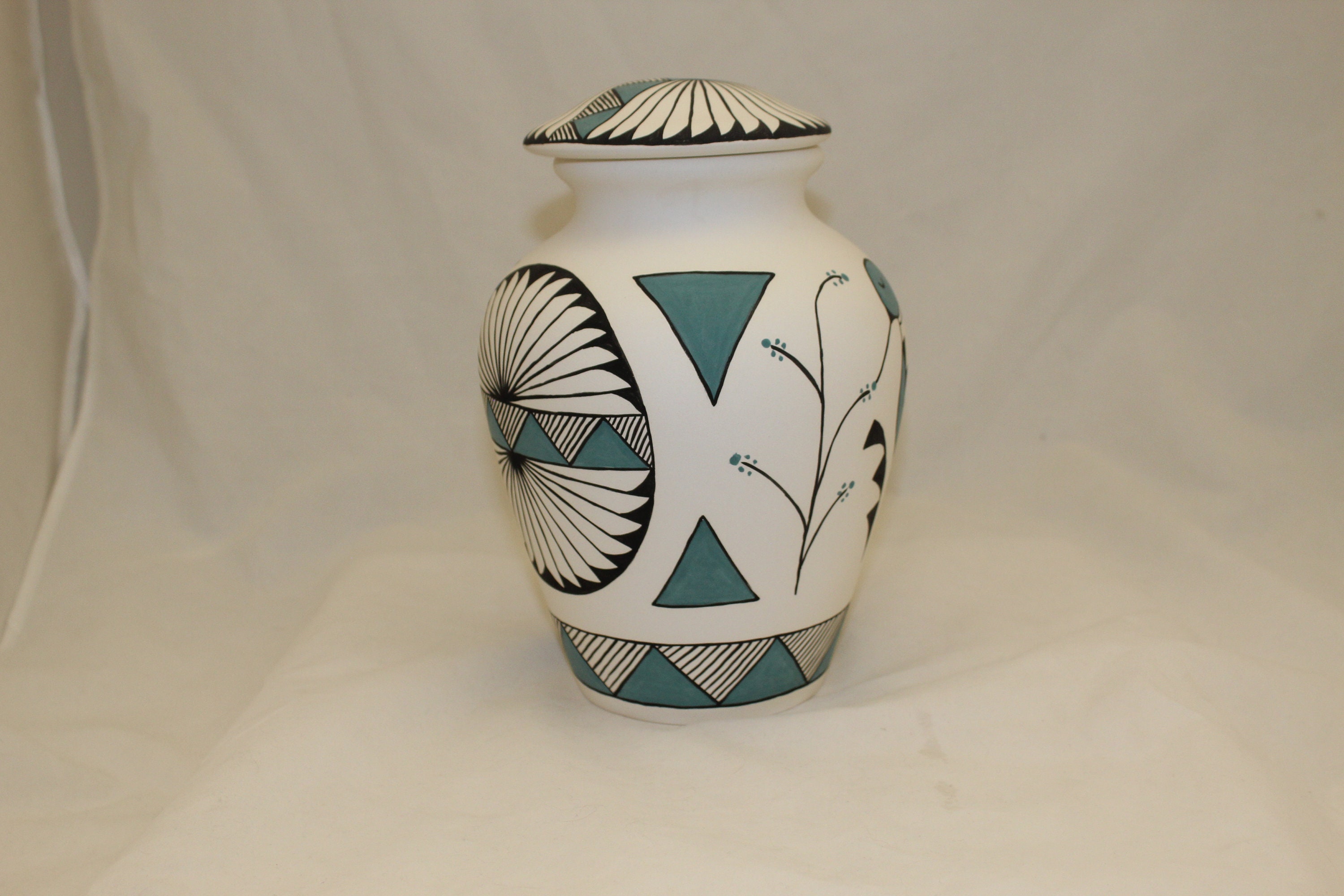 Native American Ceramic Adult Cremation Urn, Hand Painted Large ...