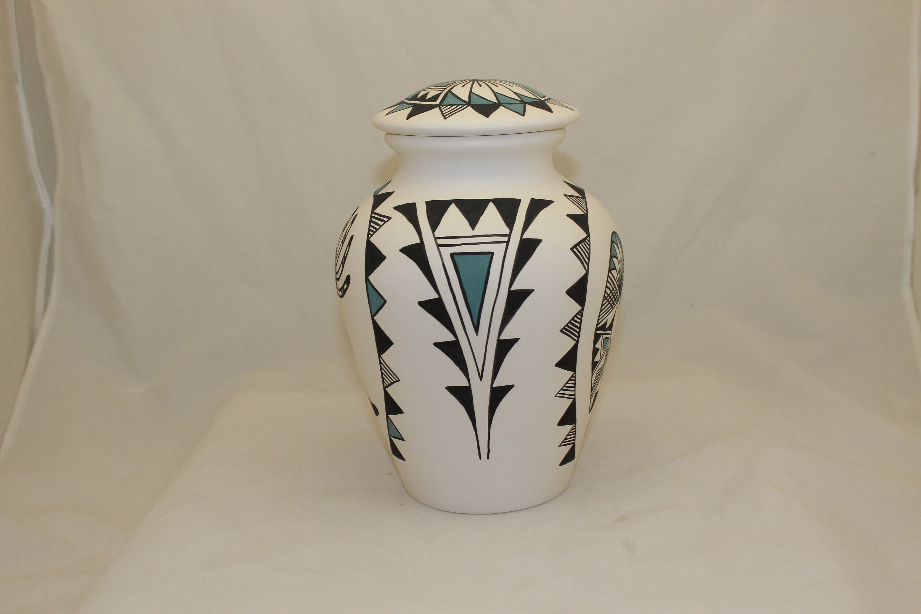 Native American Ceramic Adult Cremation Urn, Hand Painted Large Jar ...