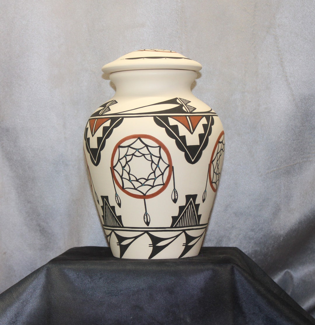 Dream Catcher Native American Hand Painted Large Cremation Urn, Native ...