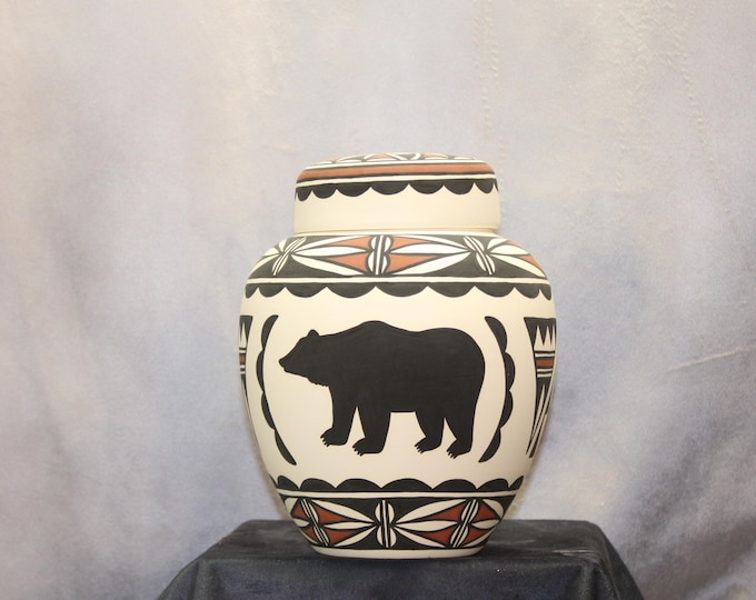 Native American Hand Painted Large Cremation Urn, Native American Art ...