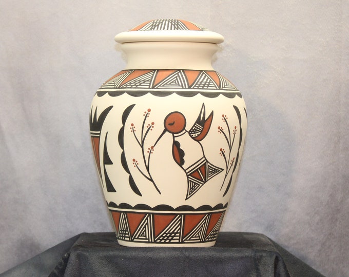 Hummingbird Native American Adult Cremation Urn, Hand Painted Large Jar ...