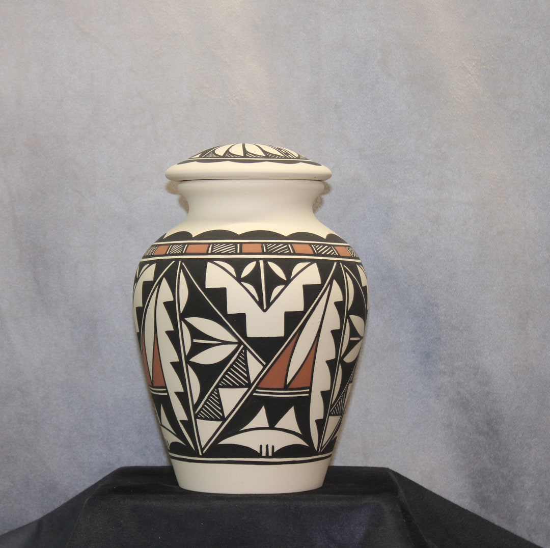 Native American Hand Painted Large Cremation Urn, Native American Art ...