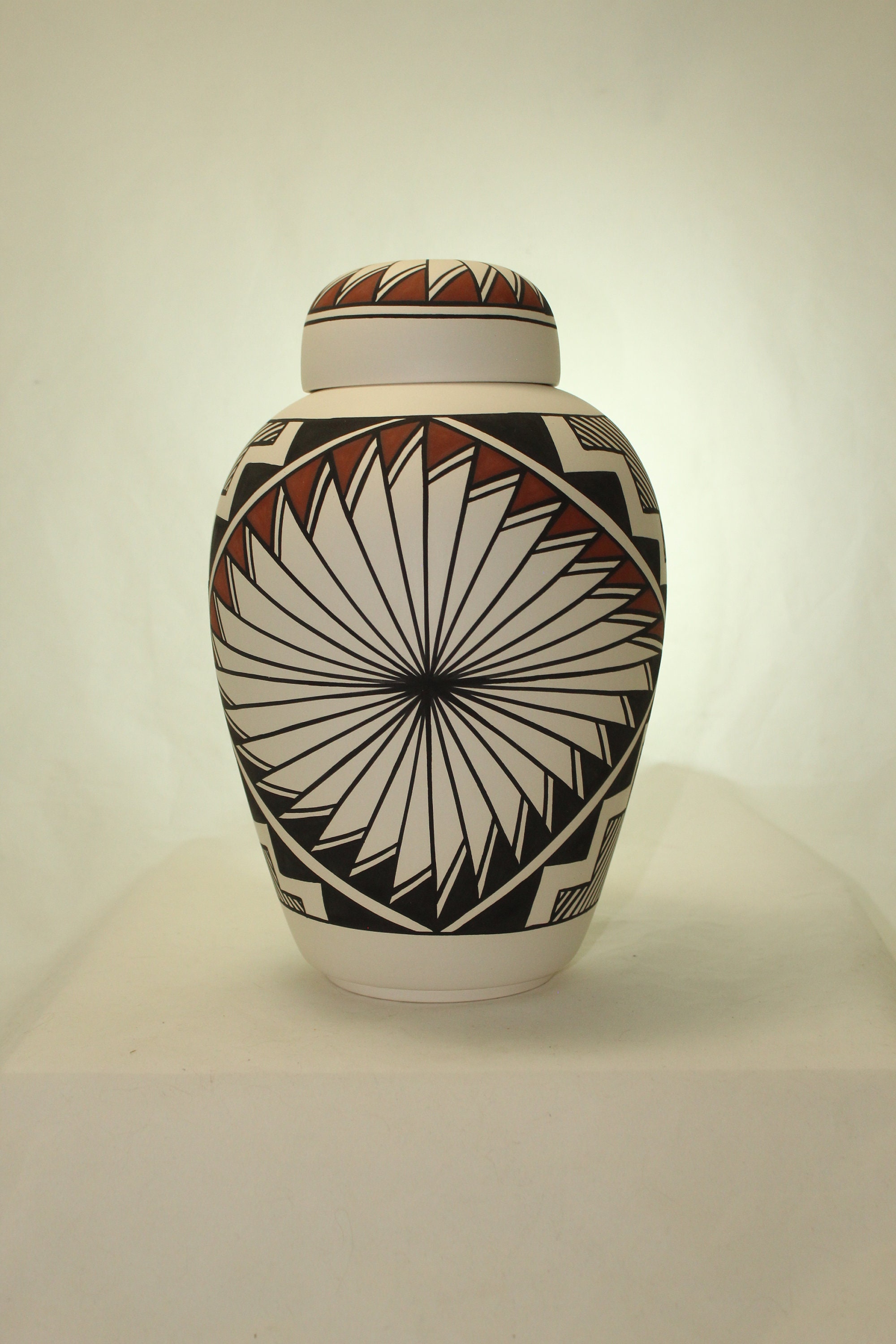 Native American Hummingbird Urn Ceramic Jar with Lid, Adult Cremation ...