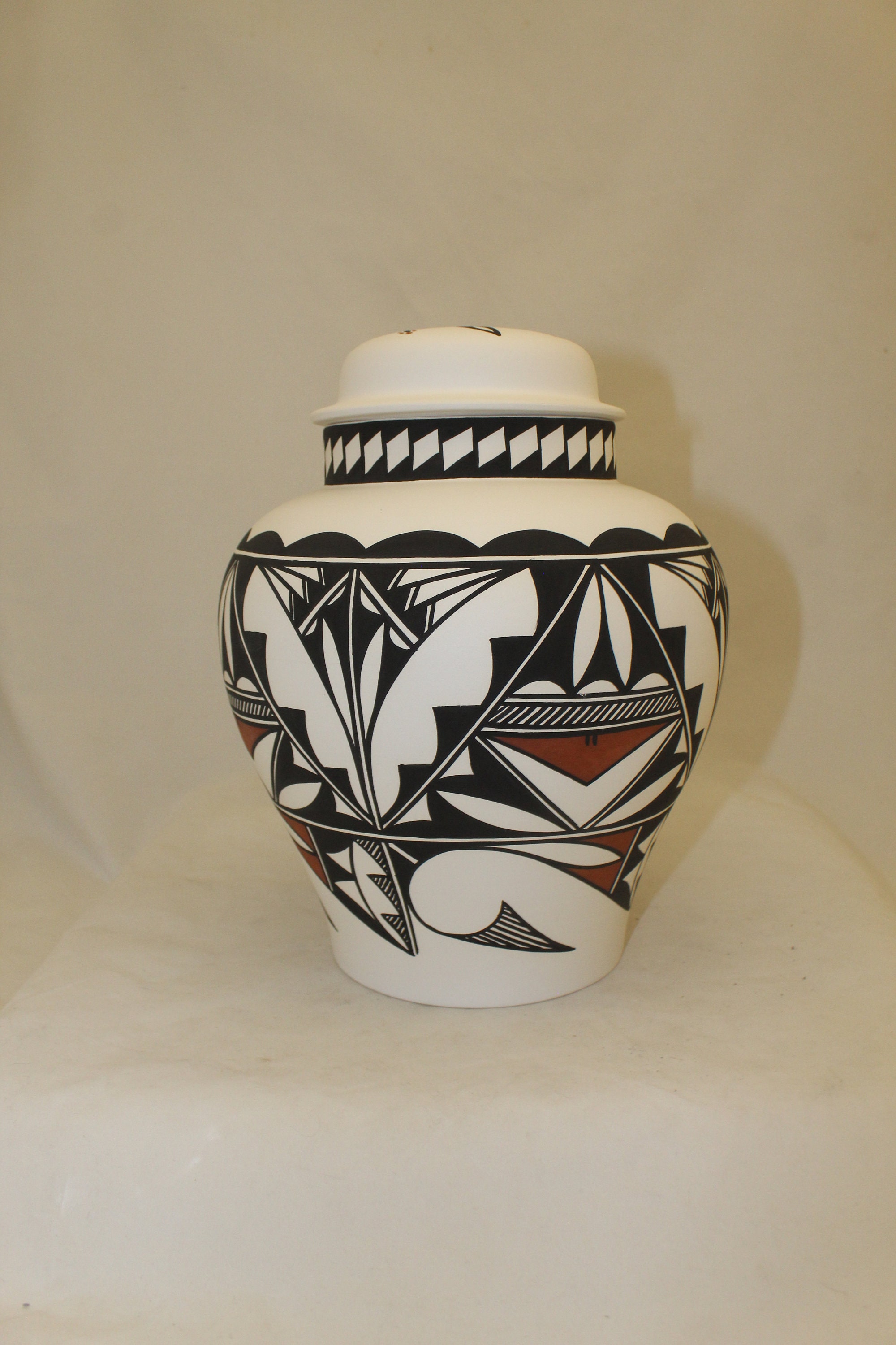 Native American Adult Cremation Urn, Terra Cotta and Black Hand Painted ...